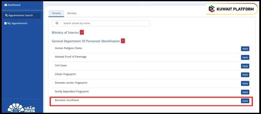 Meta Kuwait Biometric Appointment